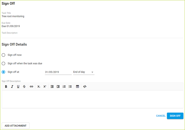 Signing Off Tasks – CS-VUE Compliance Management